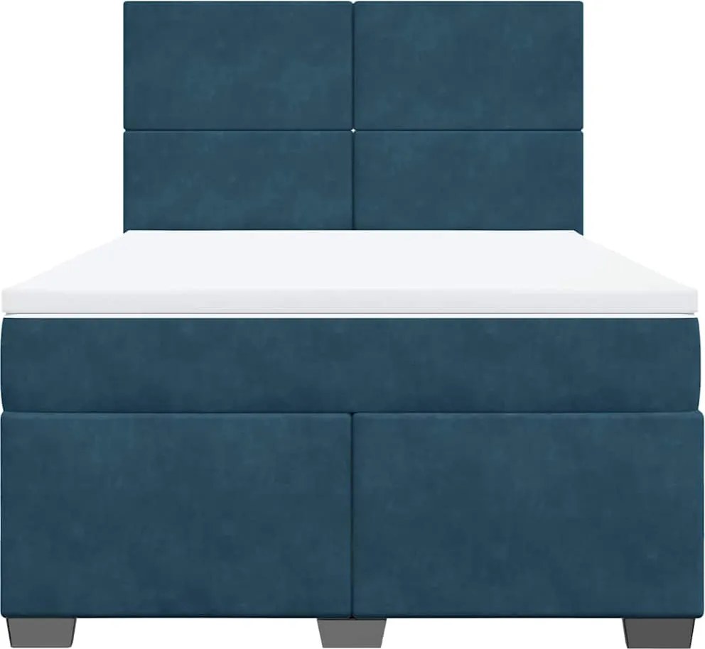 Box spring postel s matrací modrá 140 x 200 cm samet 3290928