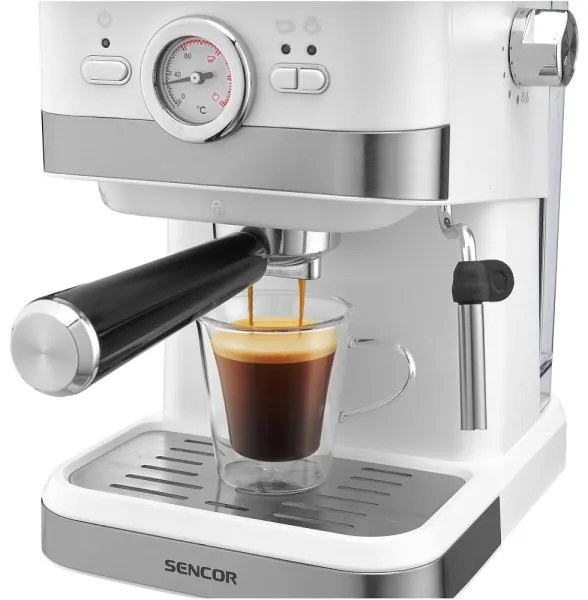 Sencor - Pákový kávovar espresso 1050W/230V bílá/matný chrom