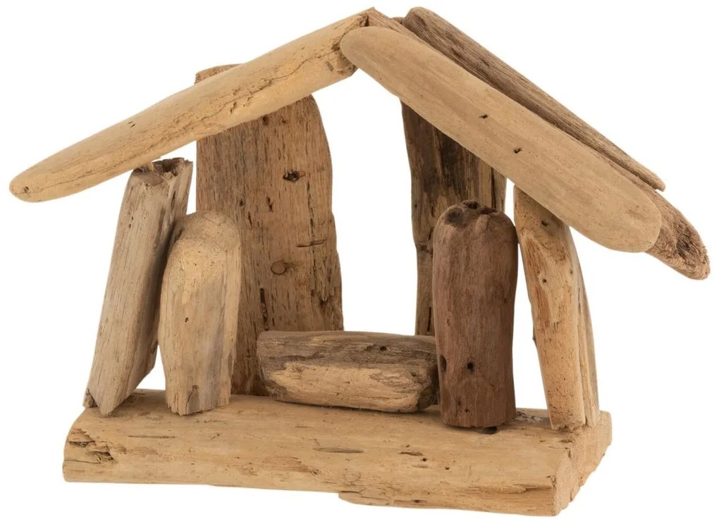 Přírodní dřevěný Betlém s postavičkami Nativity wood - 15*13*12 cm