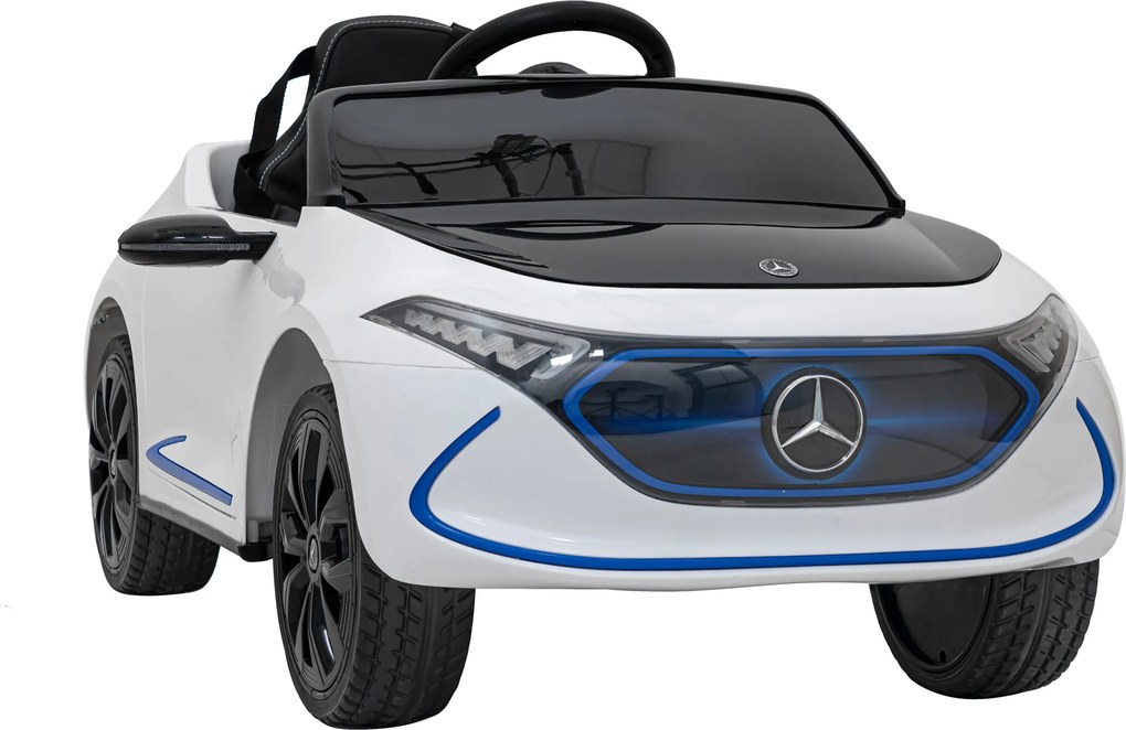 Ramiz Elektrické auto Mercedes Benz AMG EQA pro děti bílé + dálkové ovládání + 5bodové pásy + EVA kola + MP3 displej + LED