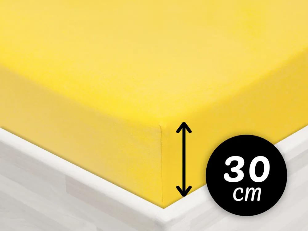 Jersey napínací prostěradlo na vysokou matraci JR-003 Žluté 200 x 220 - výška 30 cm