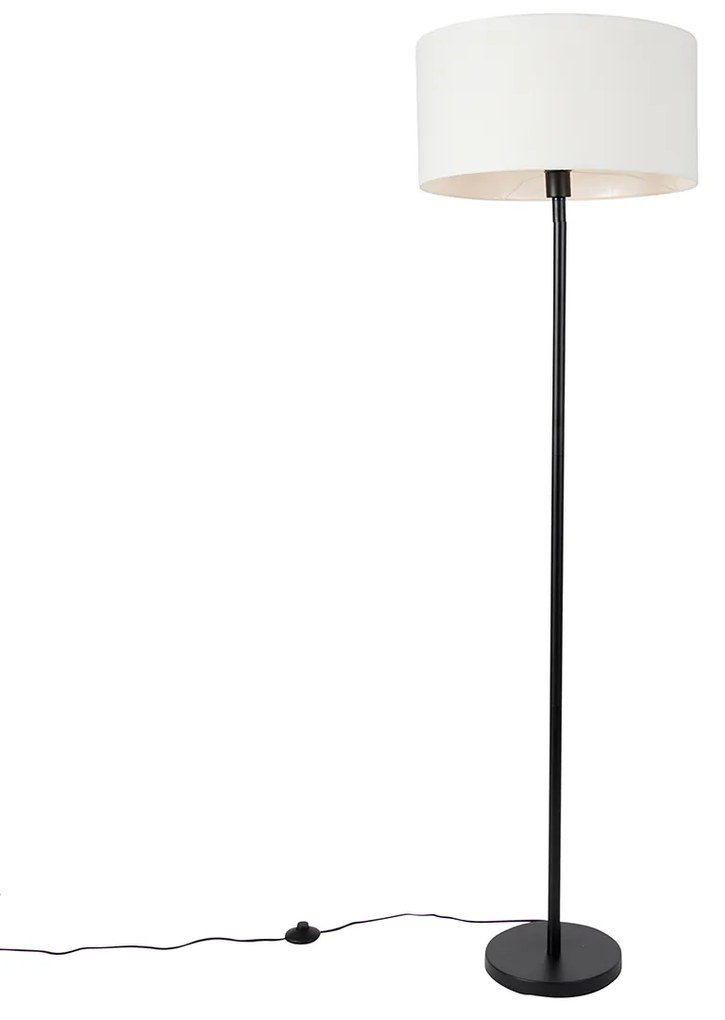 Stojací lampa černá s stínítkem bílým 50 cm - Simplo
