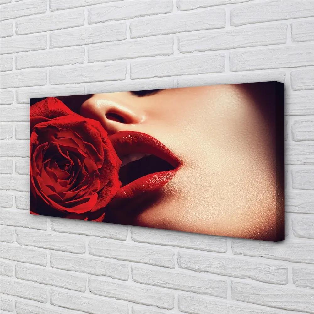 Obrazy na plátně Rose žena v ústech 140x70 cm