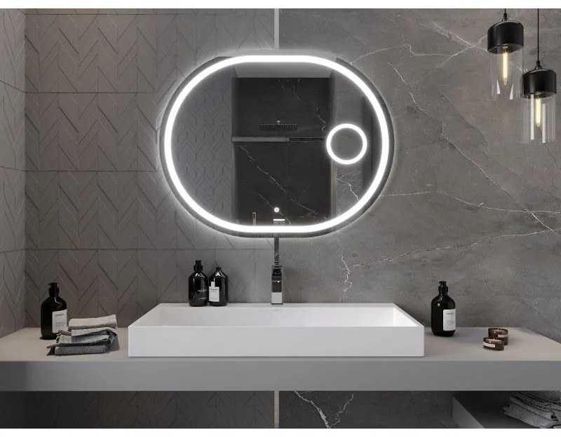 Mexen Umba, LED koupelnové zrcadlo s podsvícením a kosmetickým zrcadlem 100 x 80 cm, 6000K, ochrana proti zamlžování, 9822-100-080-611-00