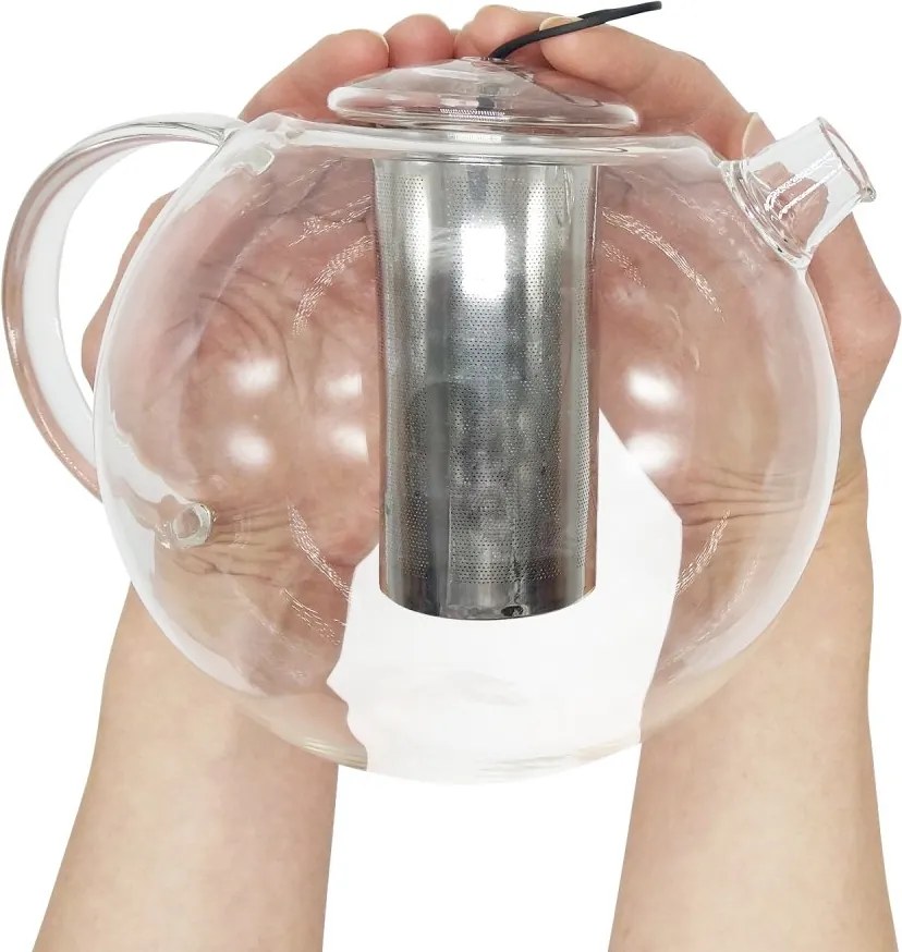 Skleněná kulatá konvice Kuglo, 2 l – z borosilikátového skla, s nerezovým sítkem
