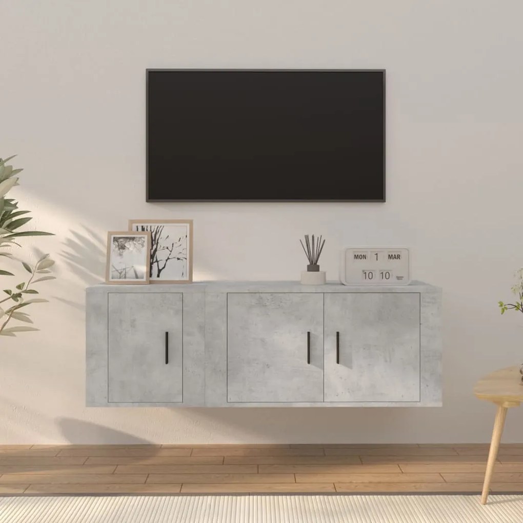 2dílný set TV skříněk betonově šedý kompozitní dřevo 3188410