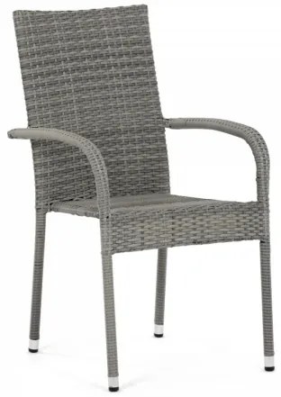 Zahradní židle stohovatelná šedý umělý ratan kov AZC-S2114 GREY