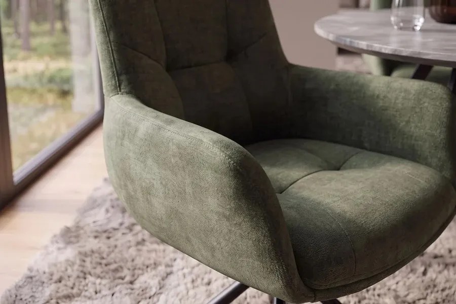 Designová otočná židle Vondila zelený samet