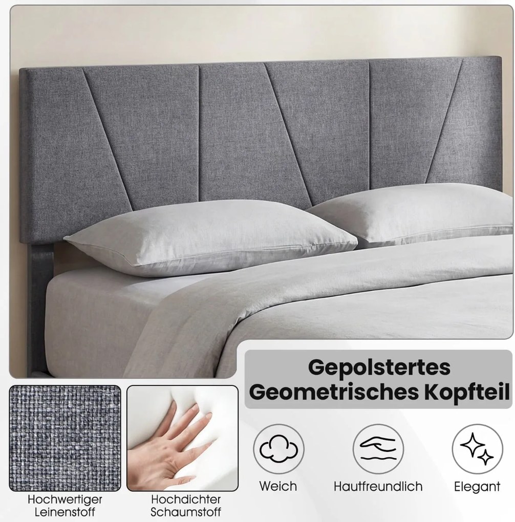 Costway Rám manželské postele s výškově nastavitelným – 140 × 200 cm