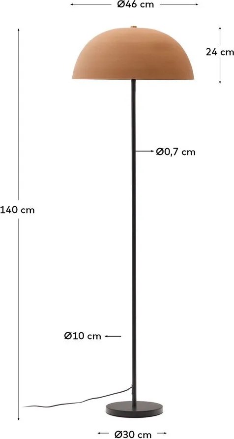 Stojací lampa v terakotové barvě s kovovým stínidlem (výška 140 cm) Nibla – Kave Home