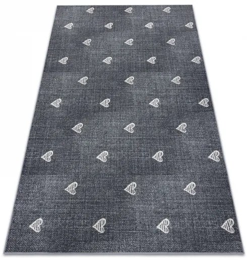 Dětský kusový koberec HEARTS Srdíčka Šedý Rozměr: 200x450 cm