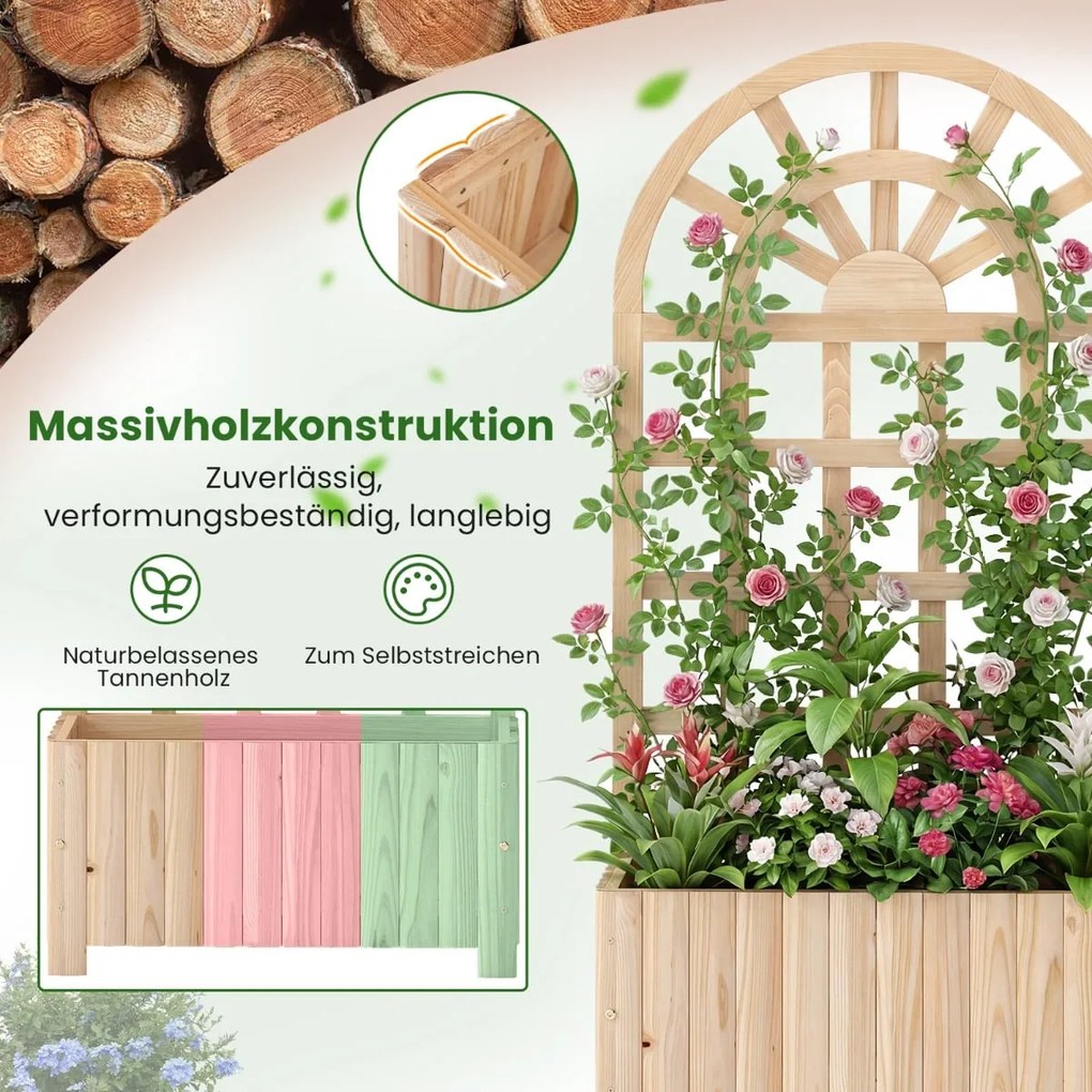 Costway Květinový truhlík s mříží a mřížovina a drenážní truhlík pro popínavé