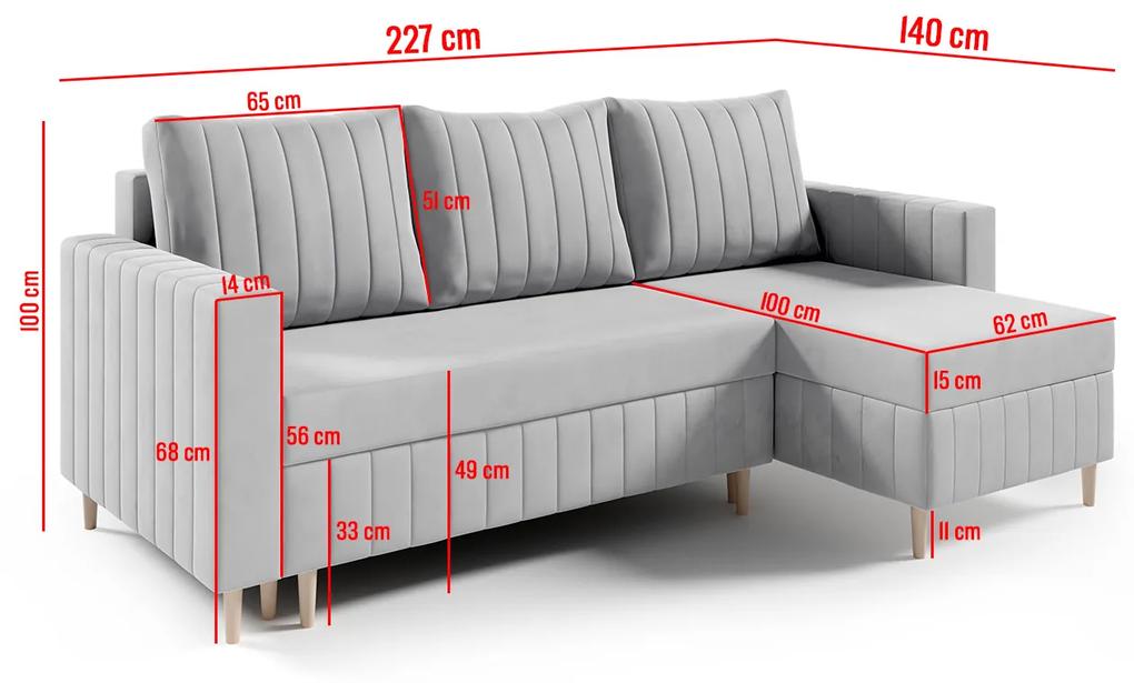Eka Rohová sedačka TAMPA, 227 cm Roh sedačky: Levý roh, Barva látky: MONOLITH 37