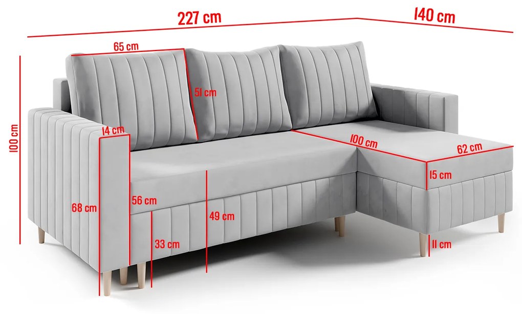 Eka Rohová sedačka TAMPA, 227 cm Roh sedačky: Pravý roh, Barva látky: MONOLITH 97