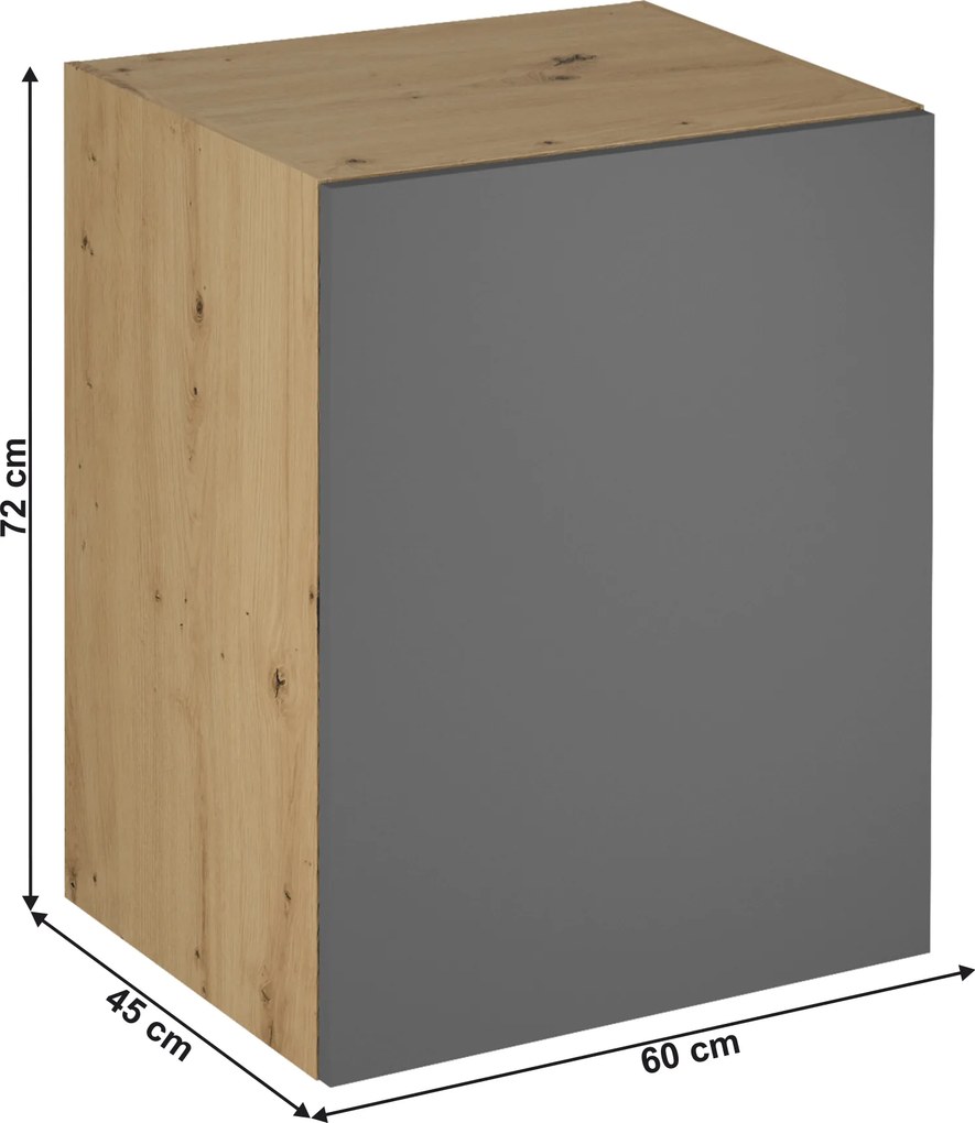 Horní skříňka, dub artisan/šedý mat, univerzální, LANGEN G60G