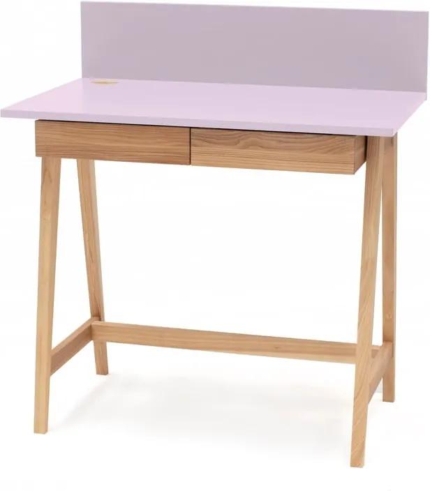 Růžový psací stůl s podnožím z jasanového dřeva Ragaba Luka, délka 85 cm