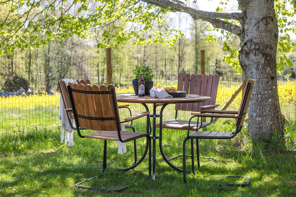 Zahradní sestava stolku a jídelních židlí Venture Home HOLMSUND | černá, přírodní 6090-408