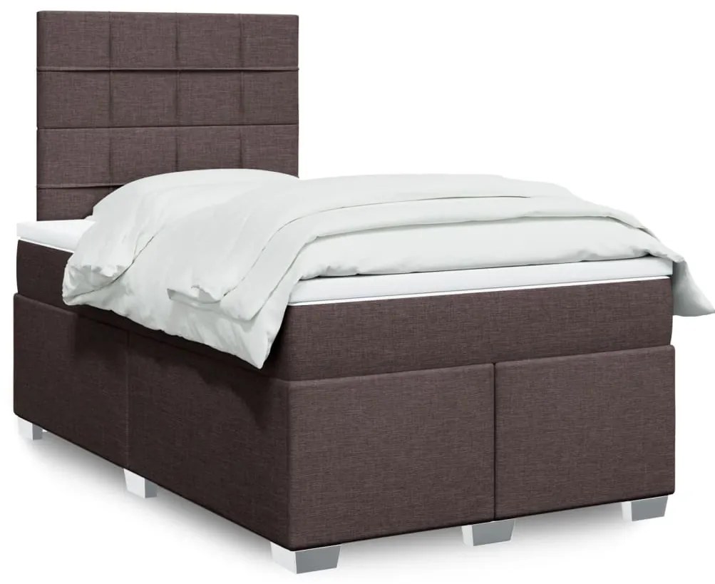 Box spring postel s matrací tmavě hnědá 120x190 cm textil