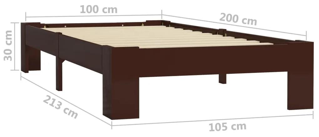 vidaXL Rám postele tmavě hnědý masivní borovice 100 x 200 cm