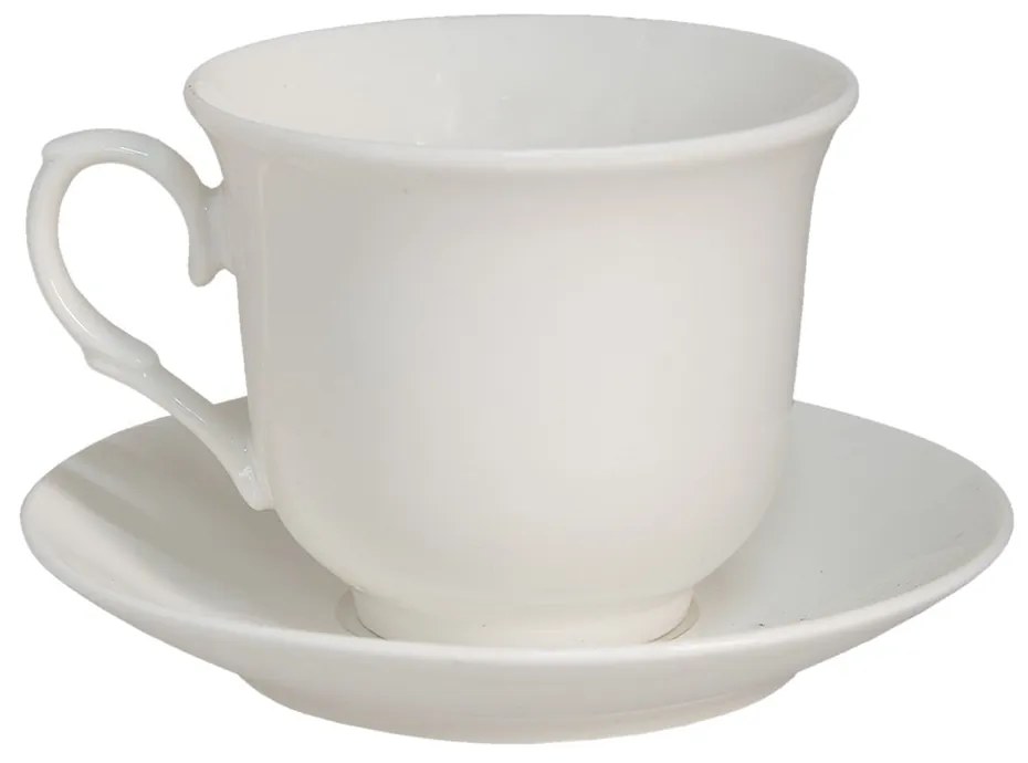 6ks bílý porcelánový šálek s podšálkem v dárkové krabičce - 220 ml