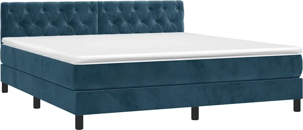 Box spring postel s matrací tmavě modrá 160x200 cm samet 3141495