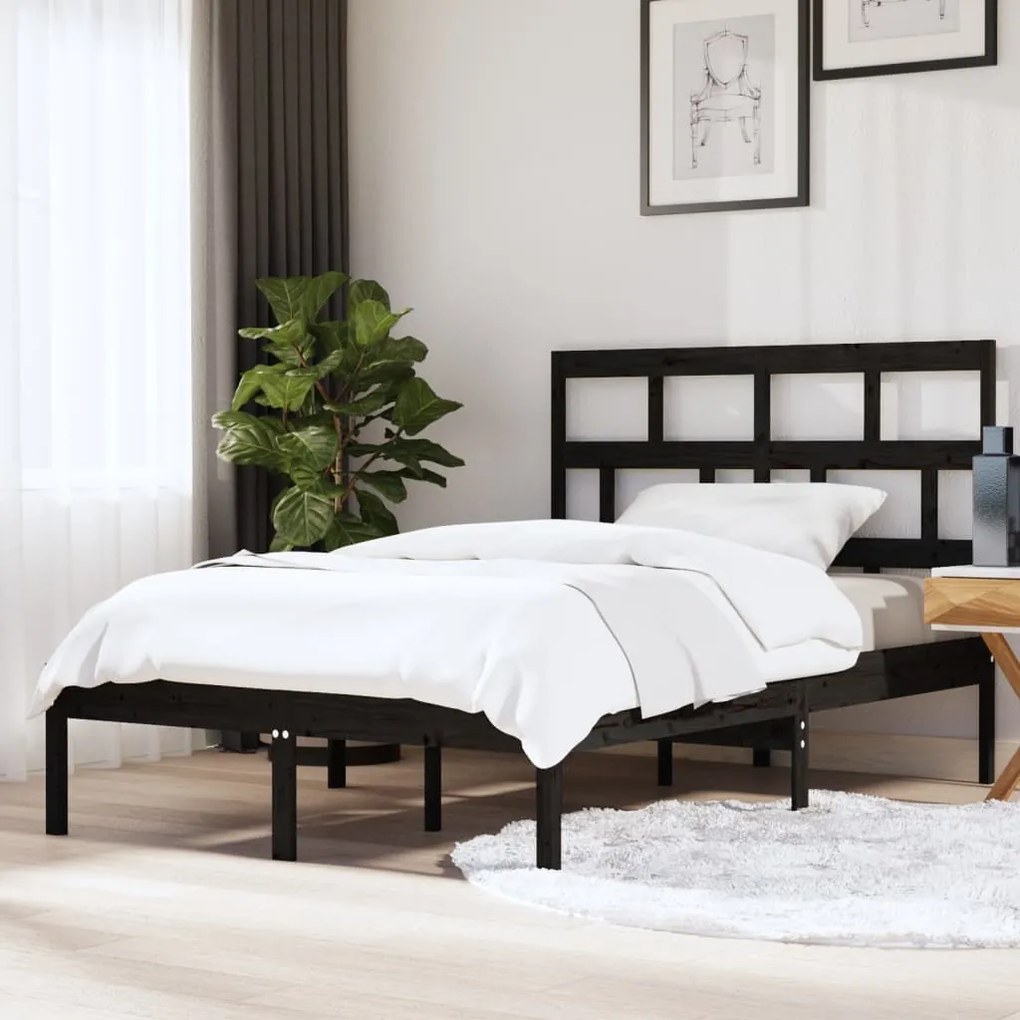 Rám postele černý 150 x 200 cm King Size masivní dřevo 3101227