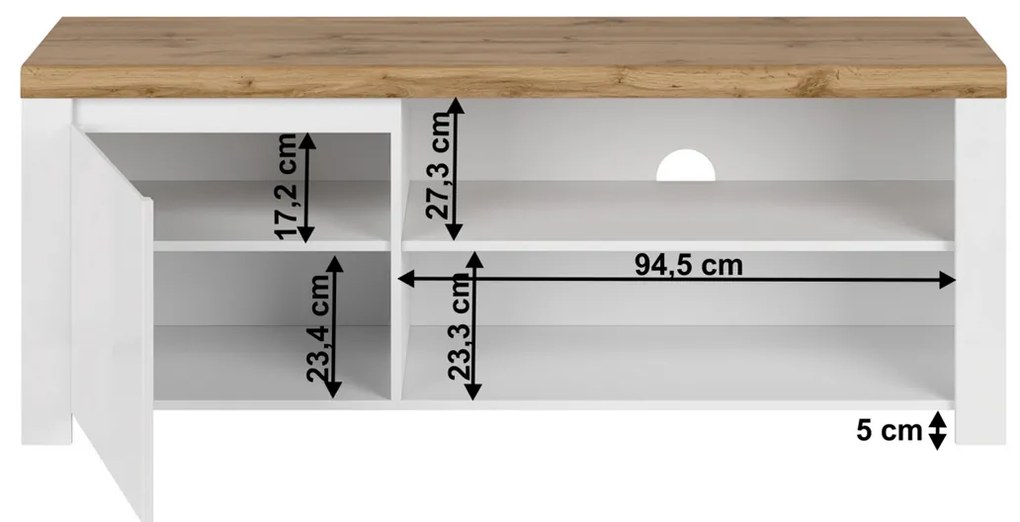 Televizní stolek VILGO 1D160, lesklá bílá