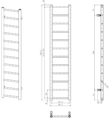 Sapho - Koupelnový radiátor DINA 278W 30x138 cm bílá