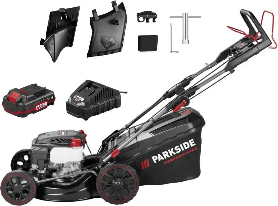Parkside Performance Benzínová sekačka na trávu s pojezdem a s elektrickým startováním PPBRM 46 B2