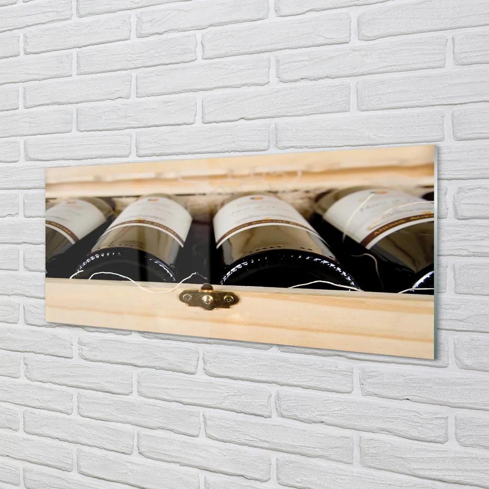 akrylový obraz Láhve vína v krabici 120x60 cm