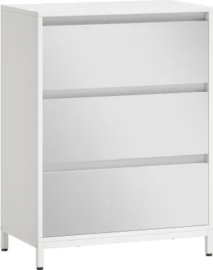 HOMCOM moderní komoda se zrcadlem a 3 zásuvkami, 60x35x80 cm, bílá