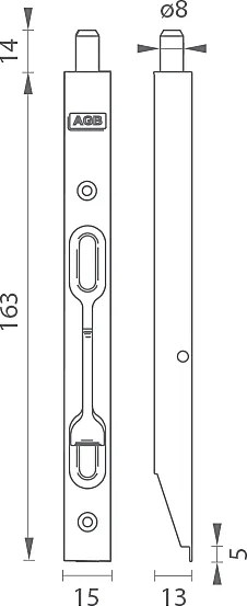 Zástrč dveří MP AGB - F16 - H150 ( (BP - Bílý pozink), ONL nikl matný