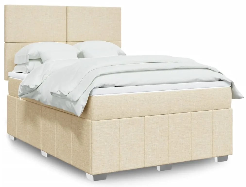 Box spring postel s matrací krémová 140x190 cm textil 3291661