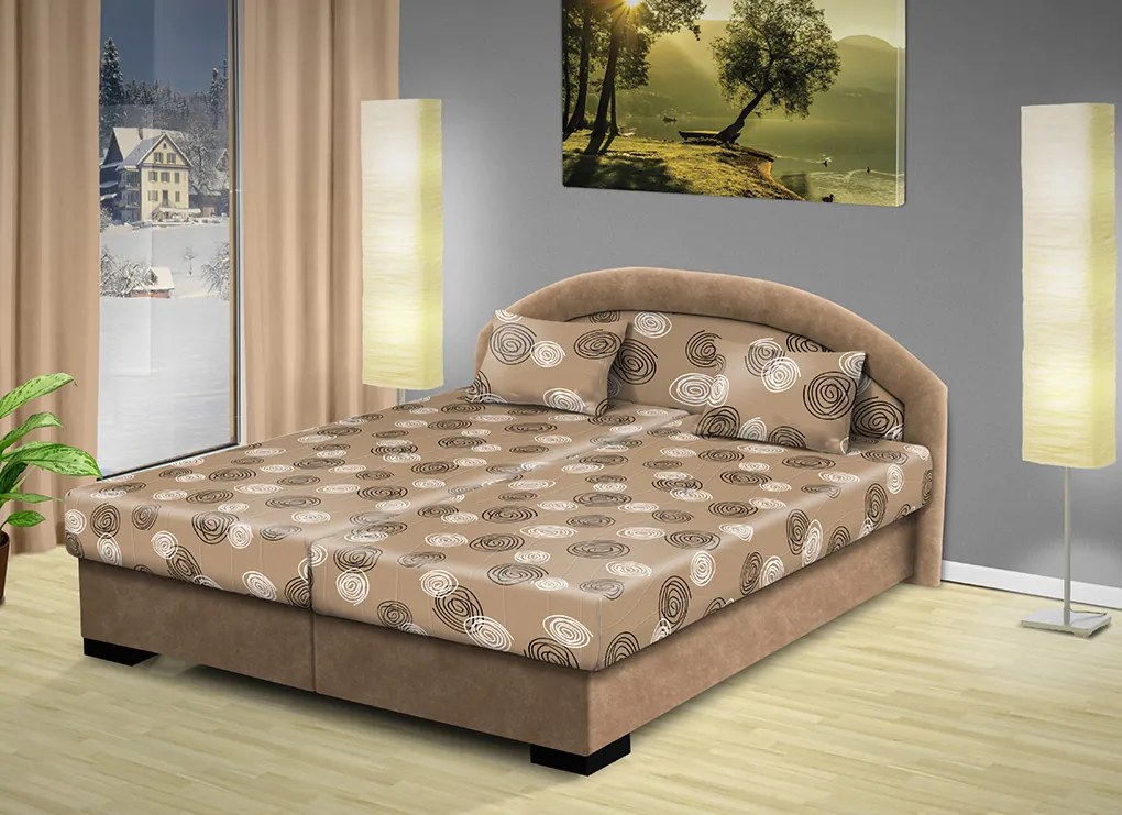 Manželská postel s úložným prostorem Lenka 170x200 cm Barva: hnědá / MEGA 031 béžová