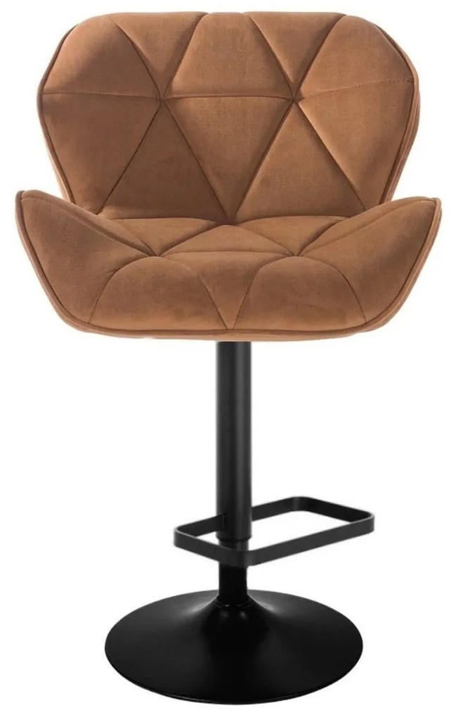 LuxuryForm DESIGN Barová židle MILANO VELUR na černé kulaté podstavě - medová