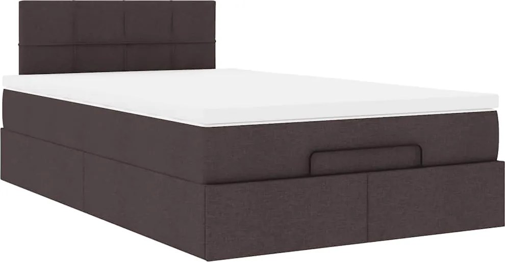 Osmanský rám postele s matrací tmavě hnědá 120x190cm textil 3312294