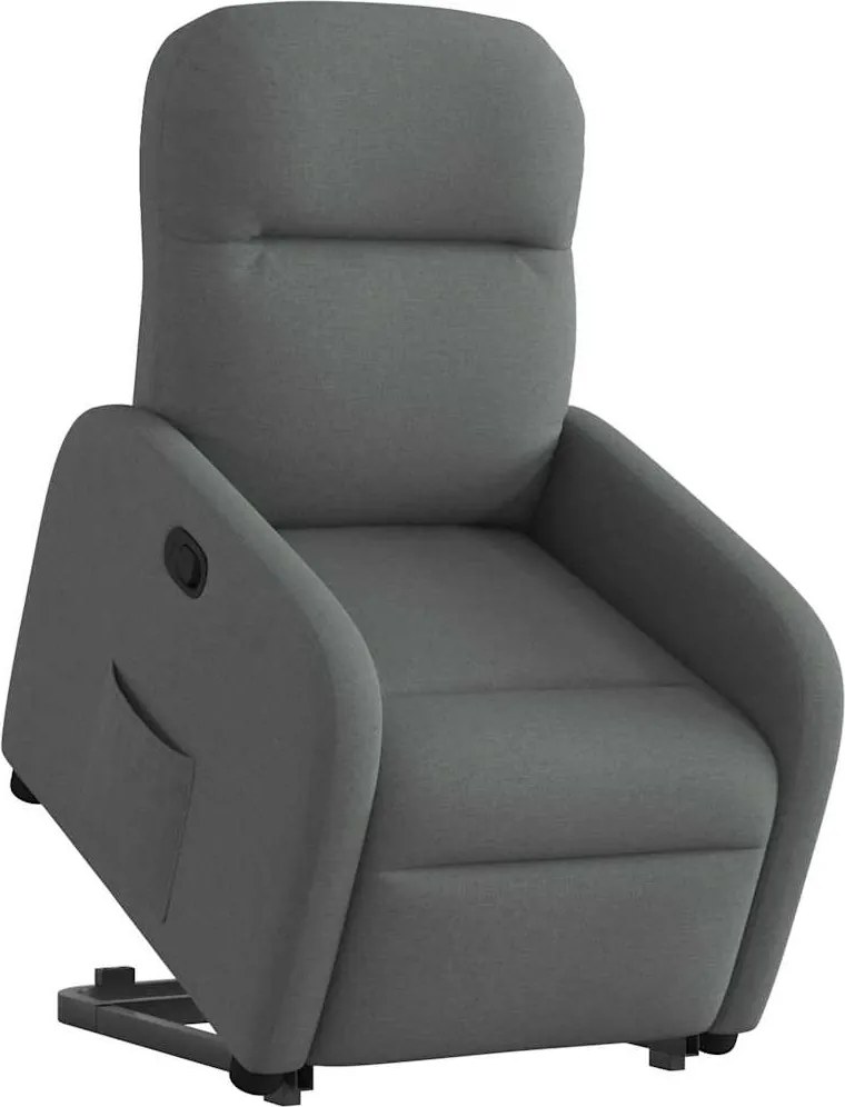 Zvedací polohovací křeslo tmavě šedé textil 3302973