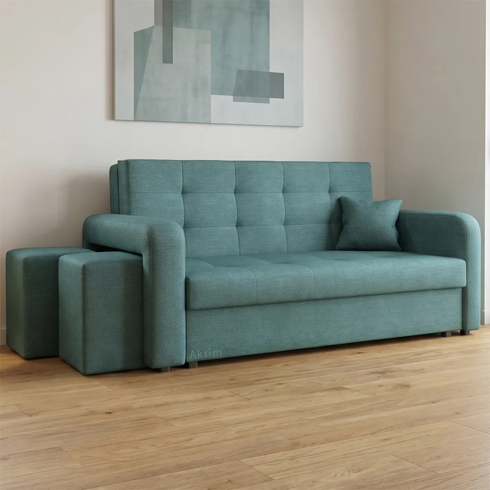 Pohovka VIVA III HOME + 2x taburet v ceně | 178 cm | LEVÁ | rozkládací + úložný prostor | VÝBĚR TKANIN