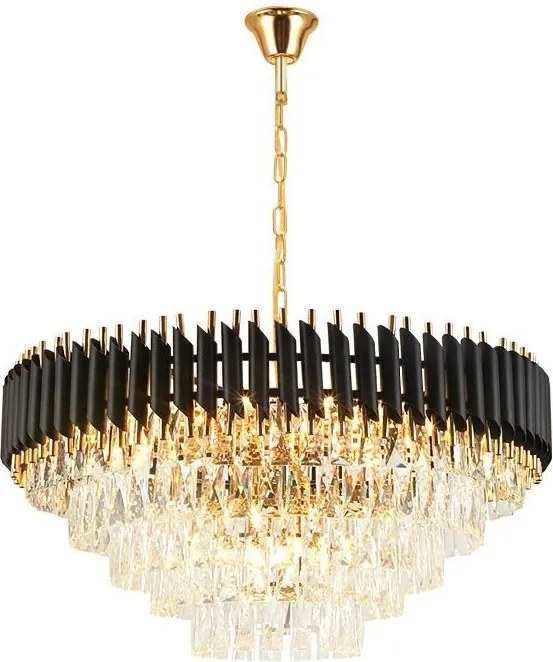 Toolight Toolight, stropní závěsná křišťálová lampa 9xE14 APP1058-CP, černá-zlatá, OSW-04400