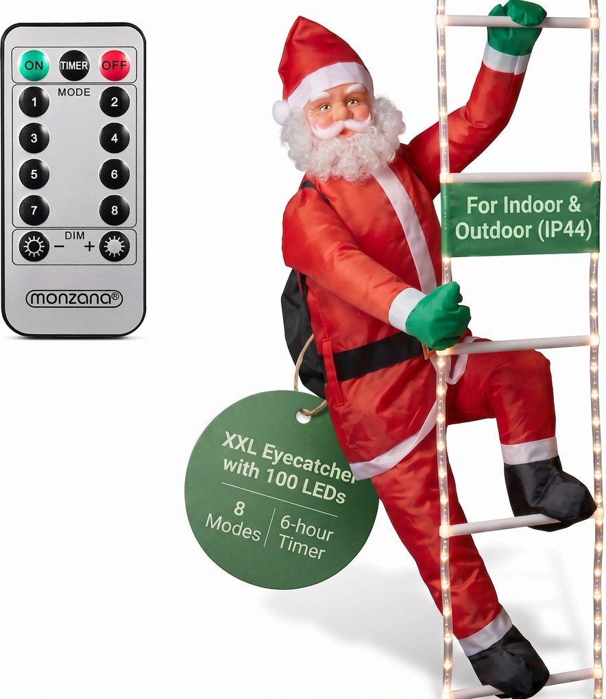 Santa Claus na žebřík s 100 LEDs