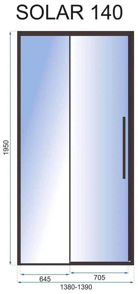 Jednokřídlé posuvné sprchové dveře REA SOLAR 140 cm pro instalaci do niky, černé/transparent - bez vaničky