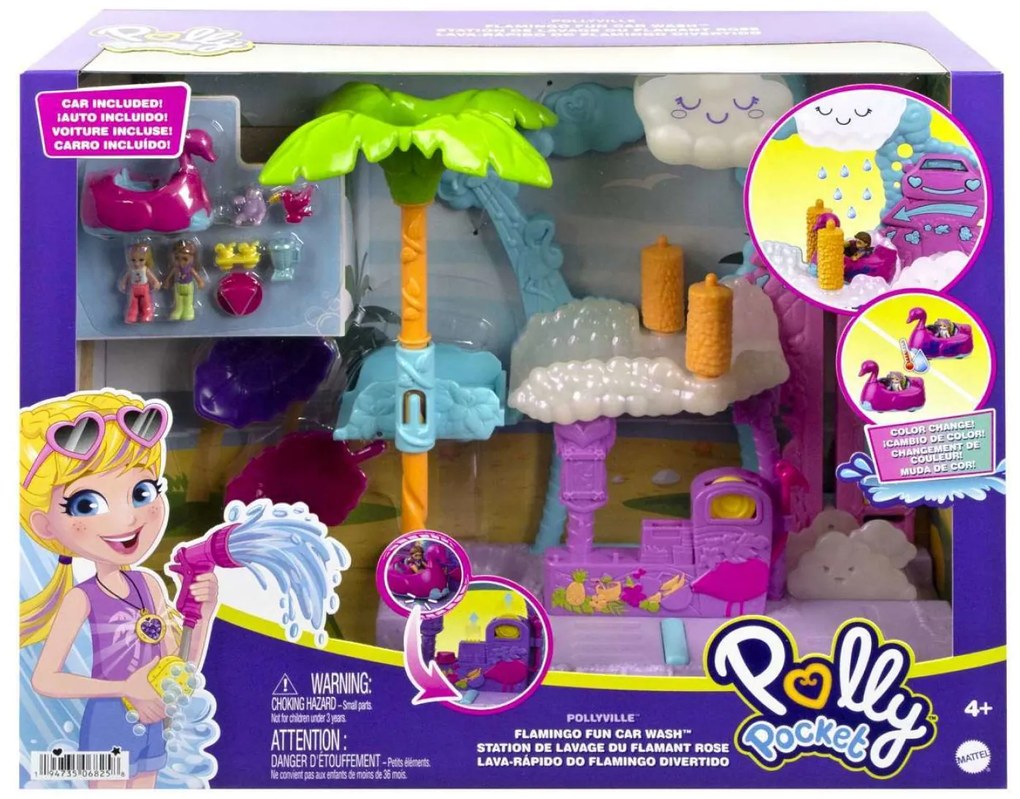 Mattel polly pocket pollyville zábavná automyčka plameňák, hhj05