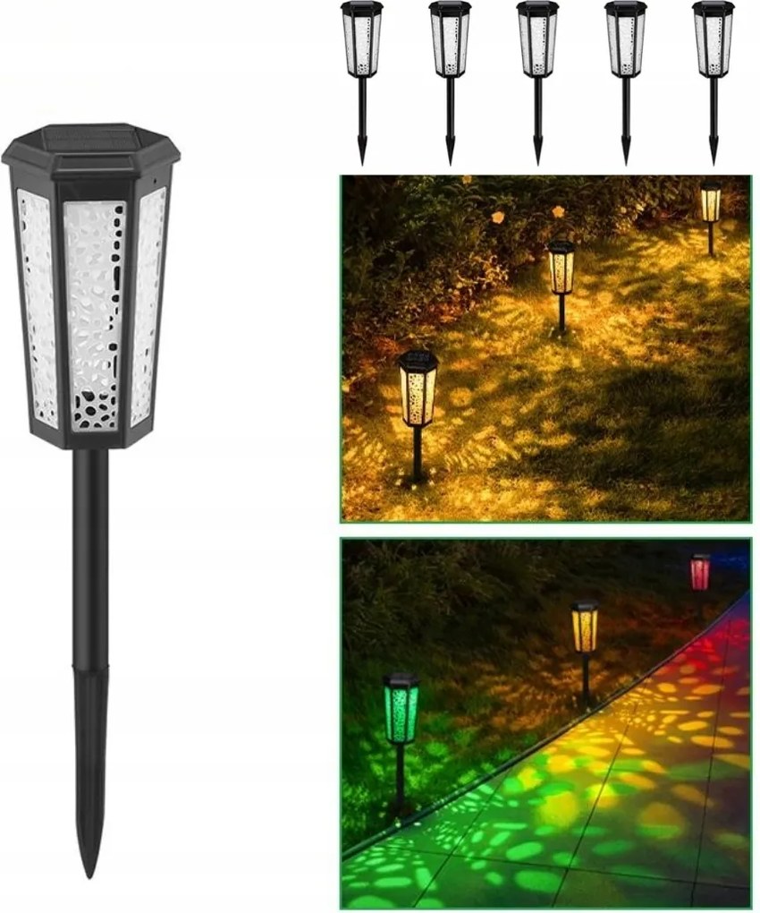 Solární Lampy Rgb Barvy Solární Zapichovací 6 Ks