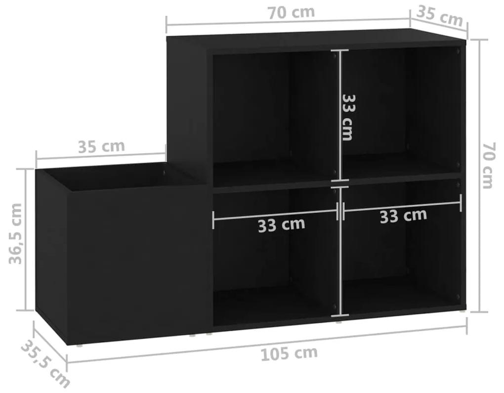 Botník do předsíně černý 105 x 35,5 x 70 cm dřevotříska - Default Title
