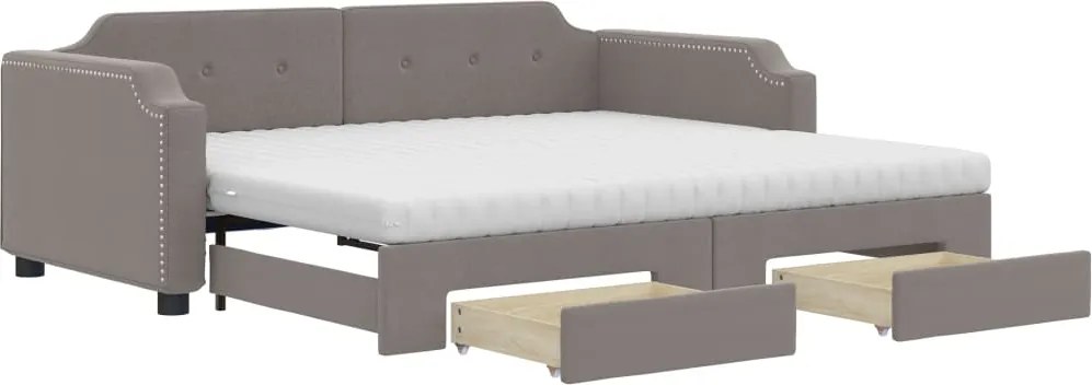 Válenda s přistýlkou a zásuvkami taupe 100 x 200 cm textil 3197696