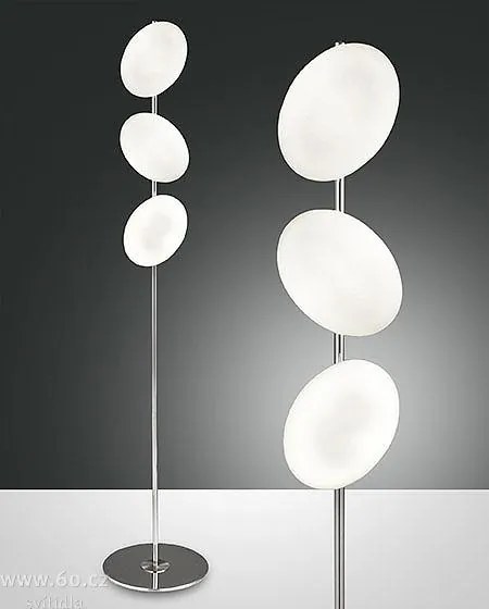 Fabas 3116-10-138 Melody, stojací lampa se třemi ovály z bílého skla, 3x40W, chrom, výška: 150cm