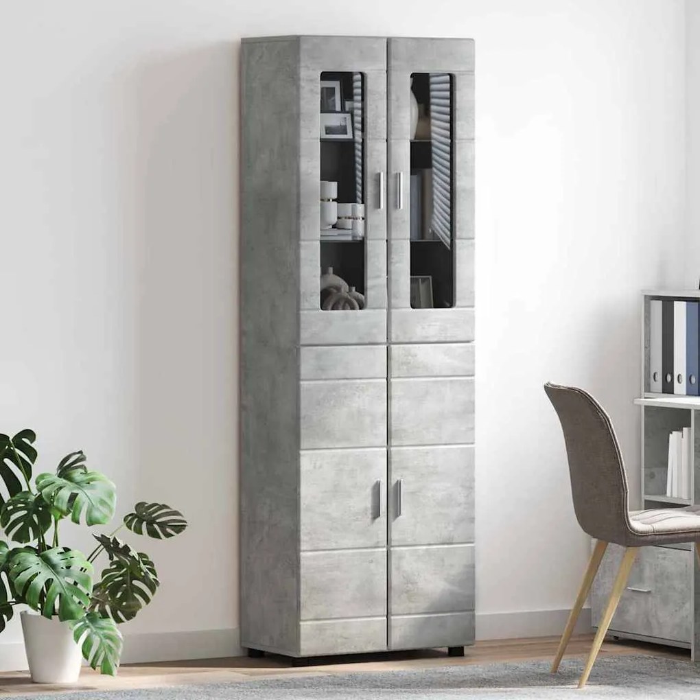 Vysoký bufet FLORIN 60 x 35 x 182 cm Betonově šedá 3397917