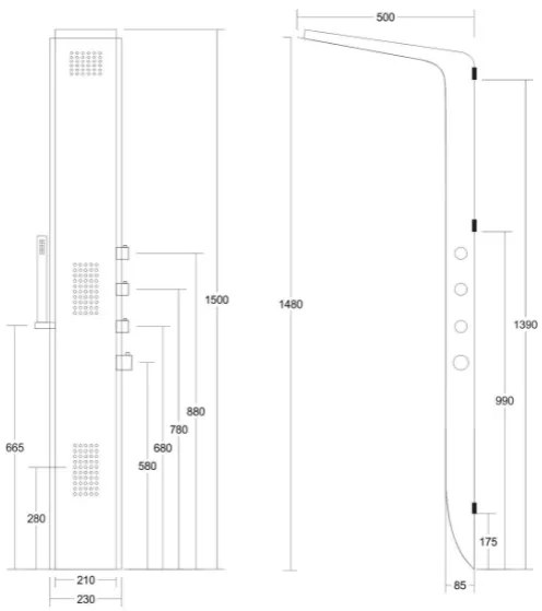 Aplomo Thermo sprchový masážní panel termostatický, černý