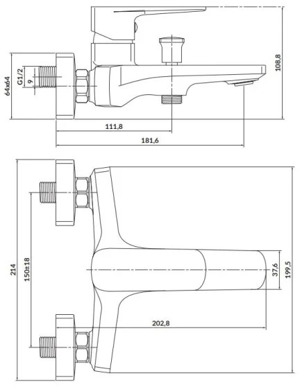 Cersanit S951-377 - Vanová baterie LARGA lesklý chrom
