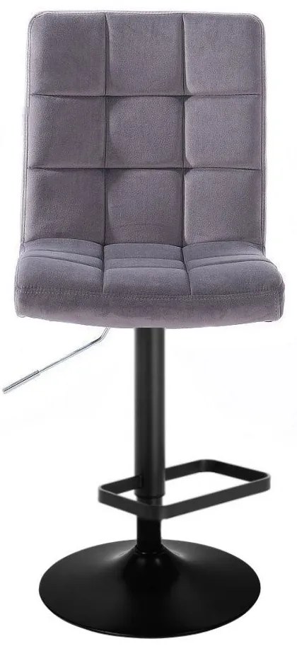 LuxuryForm DESIGN Barová židle TOLEDO VELUR na černé kulaté podstavě - tmavě šedá